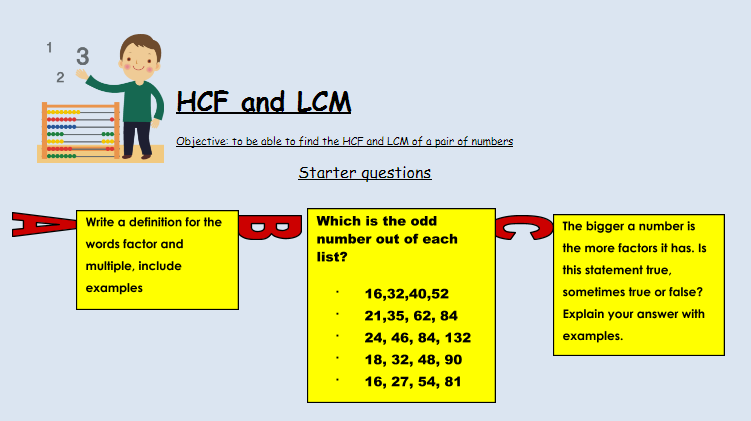 KS3 Maths Worksheet for Highest Common Factor and Lowest Common ...
