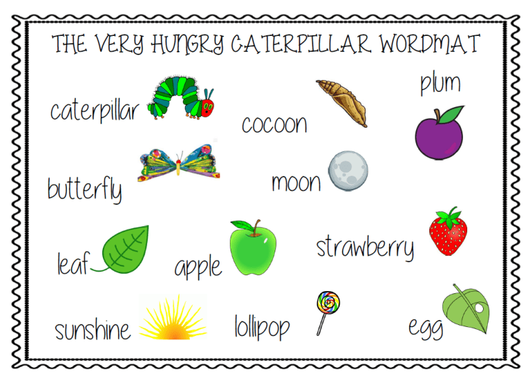 The Very Hungry Caterpillar Word Mat - Teachwire