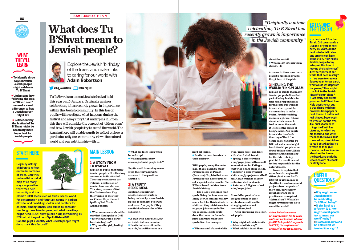 Judaism KS2 – lesson plan on Jewish ‘festival of trees’ Tu Bishvat ...
