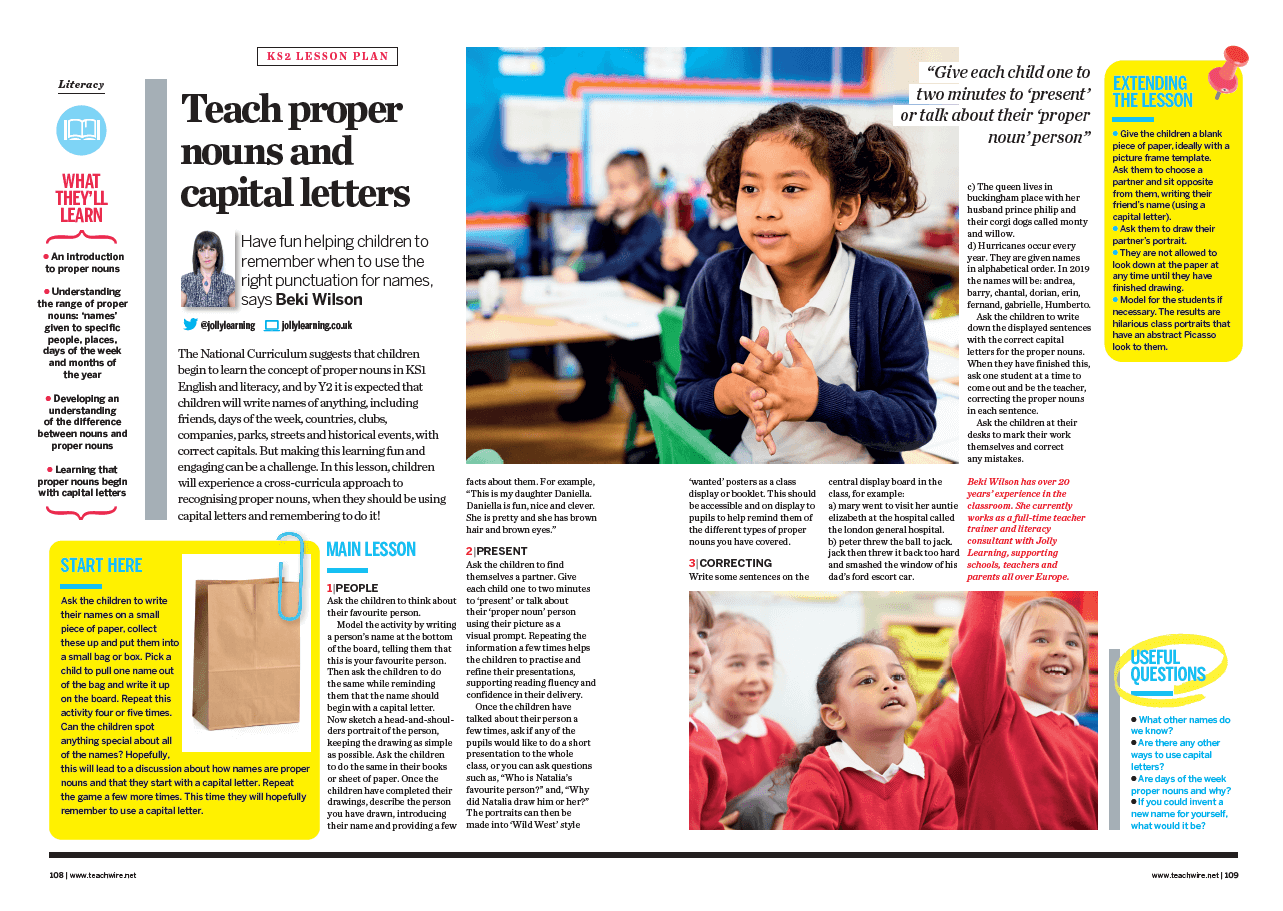 Proper nouns and capital letters – KS2 English grammar lesson plan ...