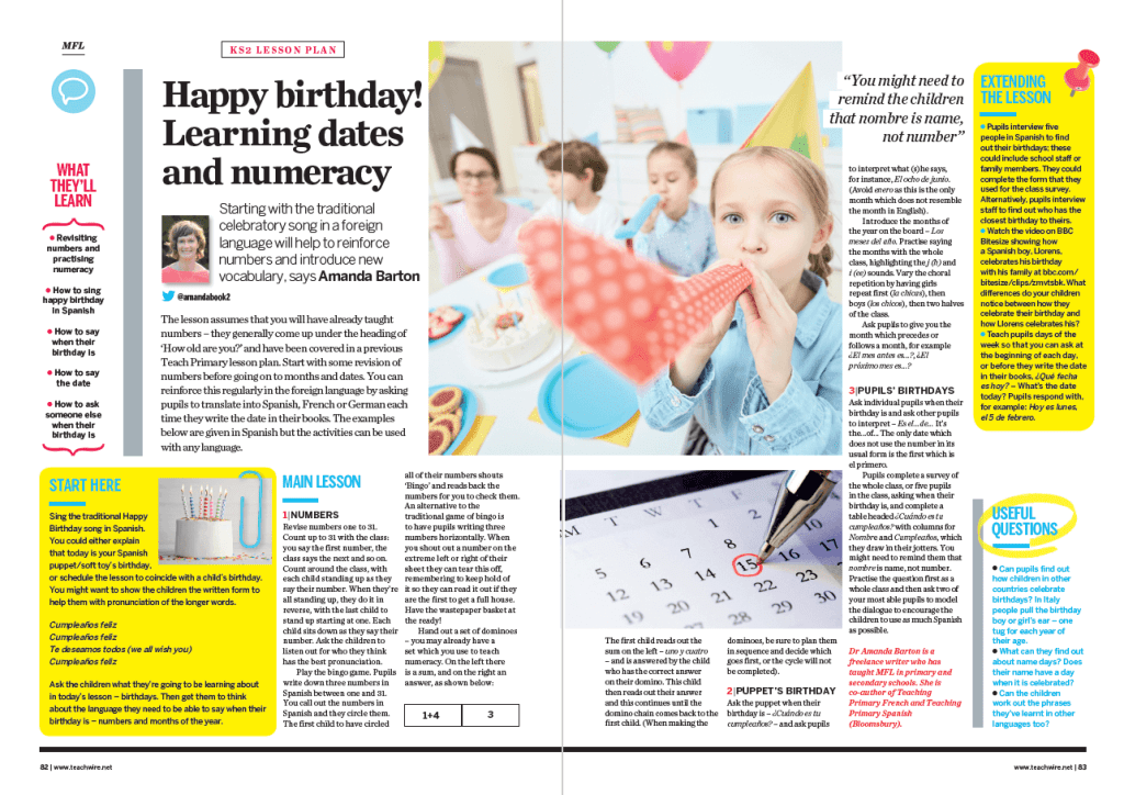 KS2 MFL Lesson Plan – Sing Birthday Songs to Learn Dates and Numeracy ...