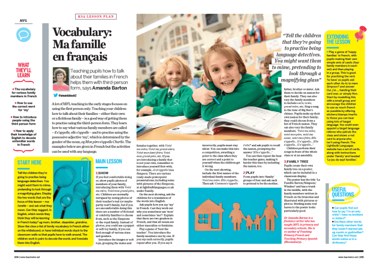 French families – KS2 MFL lesson plan - Teachwire