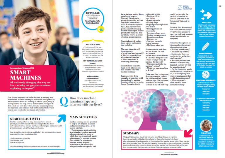 Explore Artificial Intelligence – KS3 science AI lesson plan - Teachwire