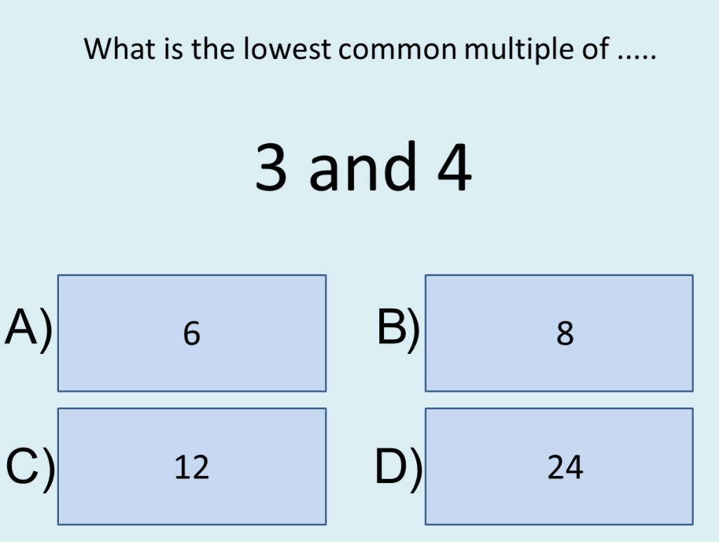 KS3 Maths Multiple Choice Starter Activity for Lowest Common Multiple ...