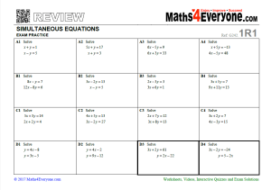 26 Free Simultaneous Equations Worksheets and Lesson Plans for KS3 and ...