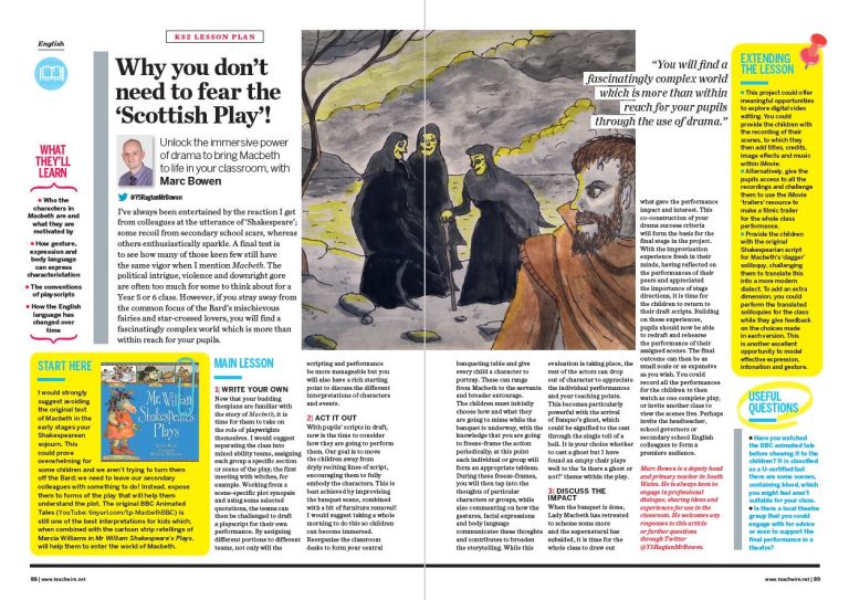 Macbeth KS2 – drama lesson plan - Teachwire