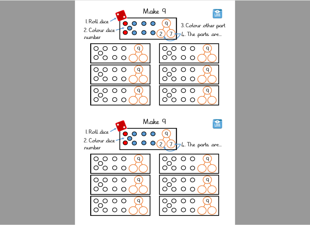 Make 9 – Number bond dice games for KS1/2 - Teachwire