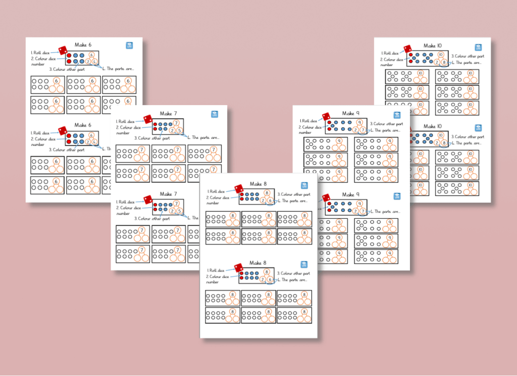 Number bonds from 6-10 dice games pack for KS1/2 - Teachwire