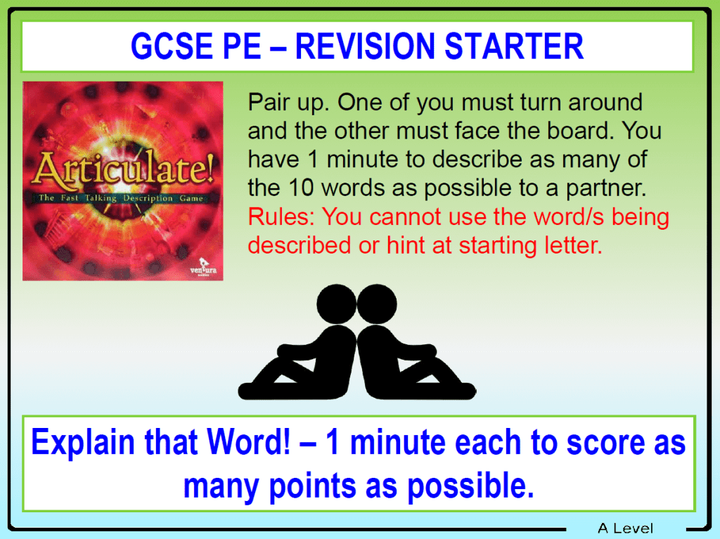 Articulate! GCSE PE Revision Activity – Starter or Mini Plenary - Teachwire