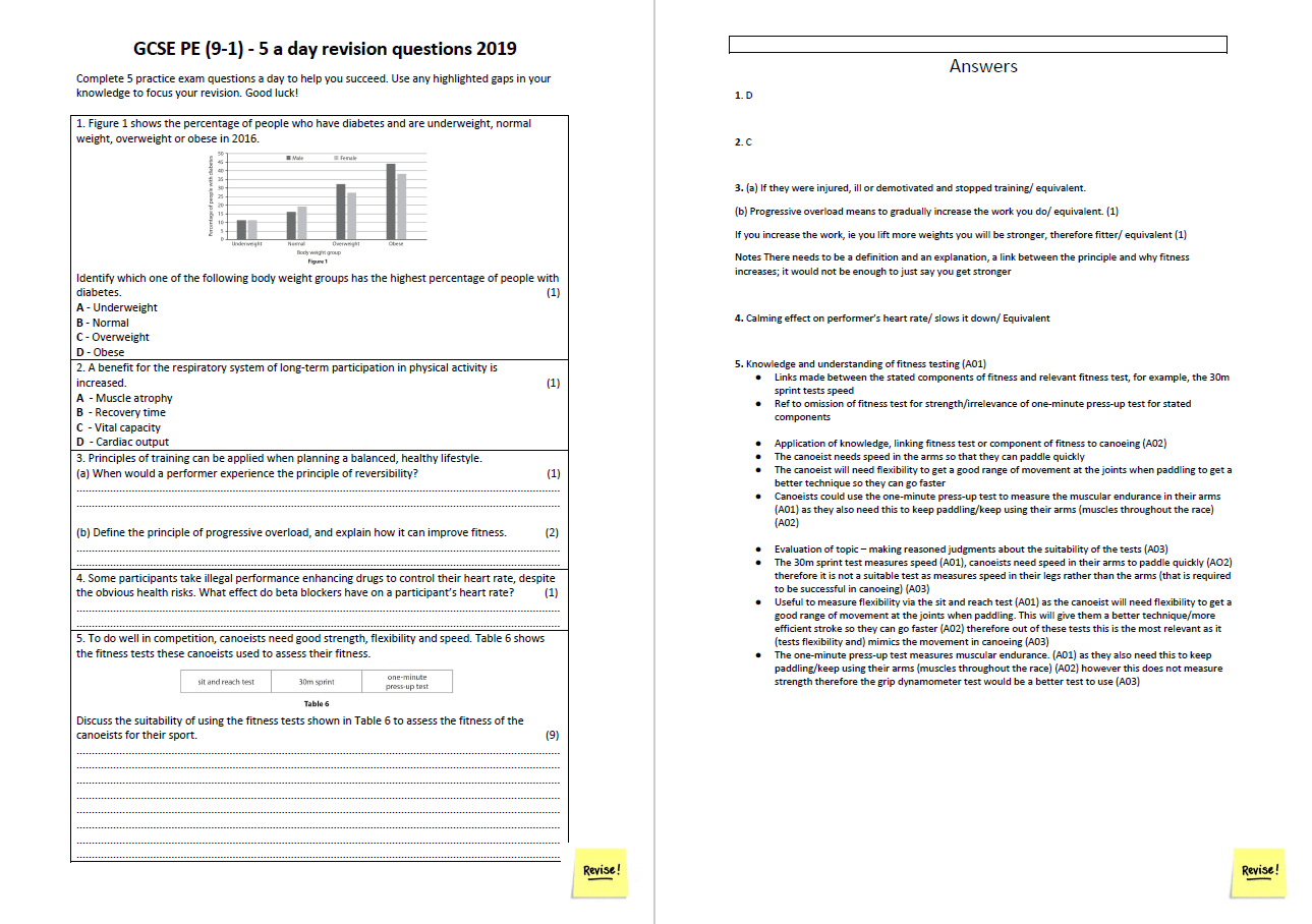 5-a-Day Practice Exam Questions for GCSE PE (9-1) – AQA - Teachwire 5-a-Day Practice Exam Questions for GCSE PE (9-1) – AQA - Teachwire