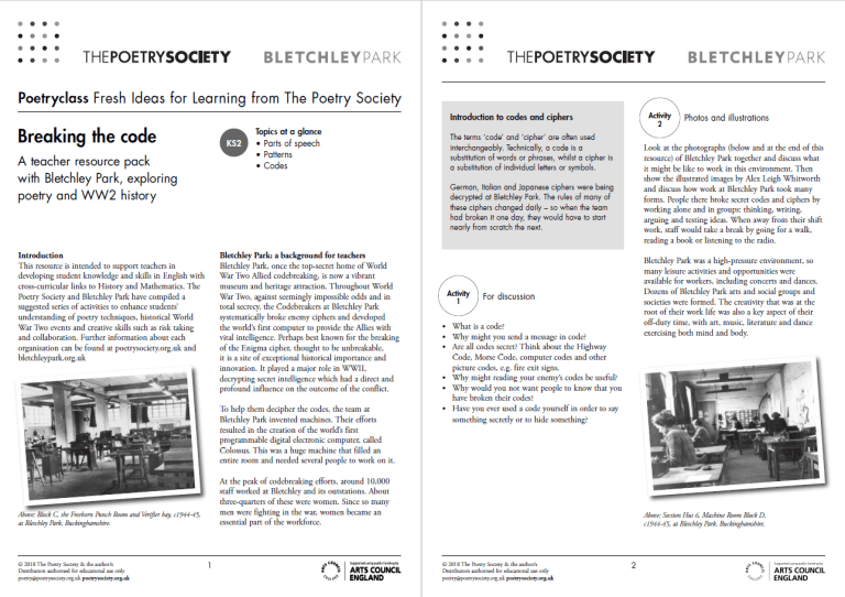Bletchley Park World War 2 Poetry Pack for KS2 English - Teachwire