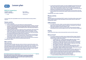 RSPCA Animals and Us KS1/2 Lesson Plan – RSPCA Inspectors - Teachwire
