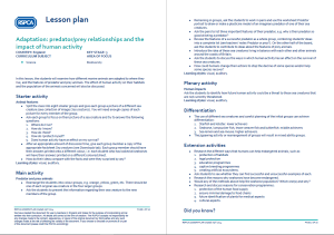 RSPCA Biodiversity KS3 Lesson Plan – Predator/Prey Relationships and ...