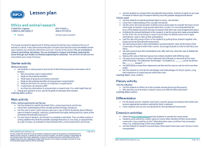 RSPCA Animals Used in Research KS4 Lesson Plan – Ethics and Animal ...