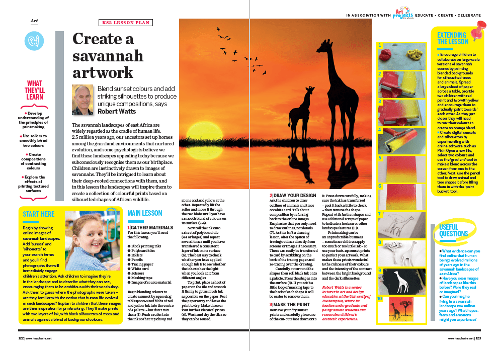 KS2 art lesson plan – Blend sunsets and silhouettes to produce unique ...