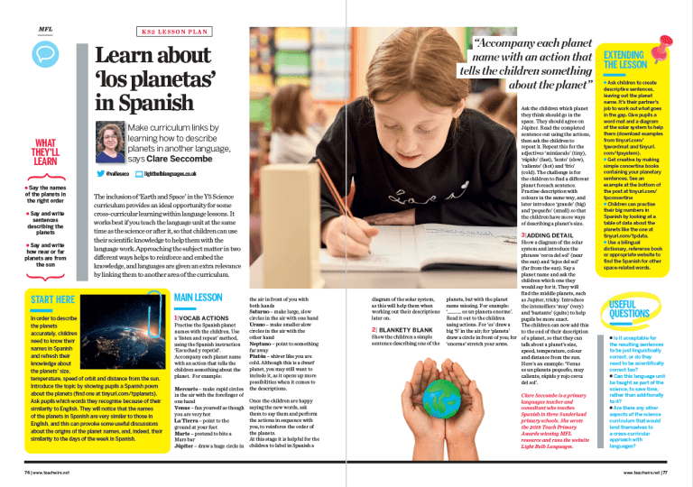 Learn the Planets of our Solar System – KS2 Spanish Lesson Plan - Teachwire