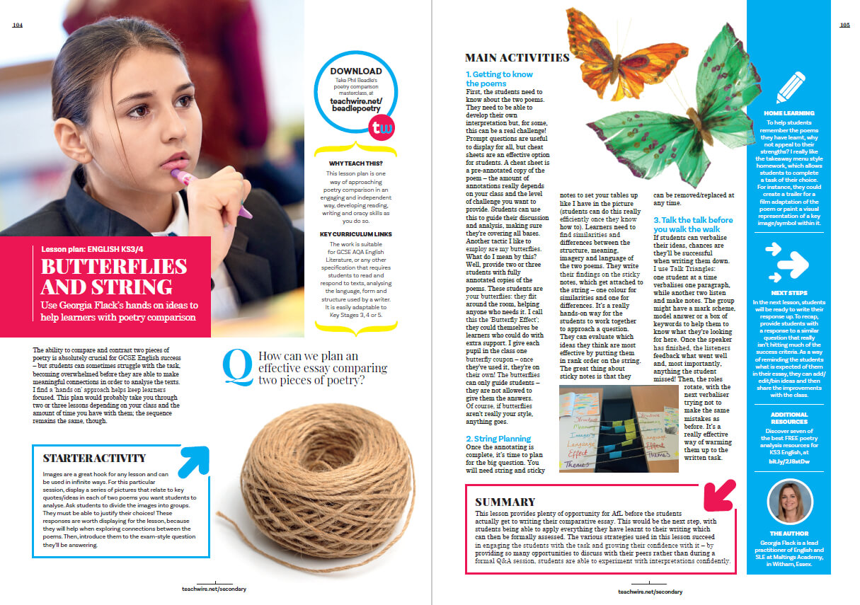 KS3/4 English Lesson Plan – Hands-on Ideas for Poetry Comparison ...