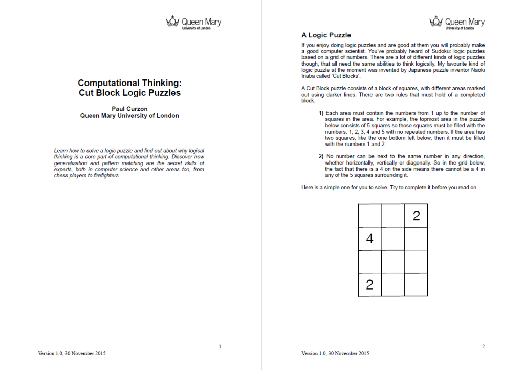 Computational Thinking: Cut Block Logic Puzzles Booklet for KS2 Computing - Teachwire