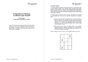 Computational Thinking: Cut Block Logic Puzzles Booklet for KS2 ...
