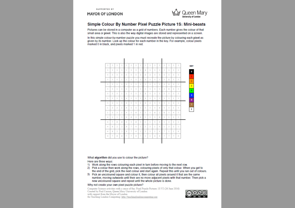 Computational Thinking: Pixel Puzzle Pictures Worksheets for KS2 ...