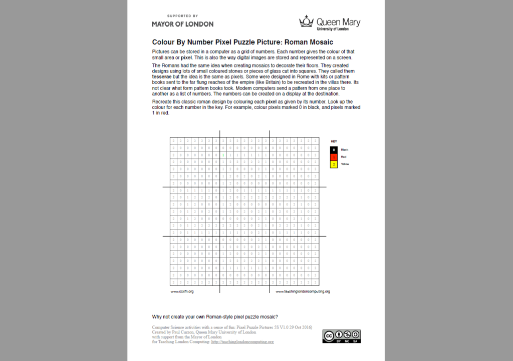 Roman Mosaics and Computing Worksheets for KS2 Computing - Teachwire