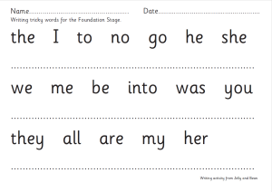Reception tricky words – Handwriting worksheet - Teachwire