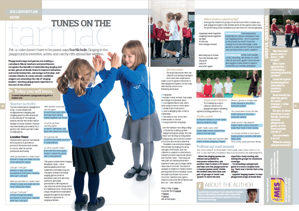 KS1 Music Lesson Plan – Invent and Perform a Playground Song Set to a ...