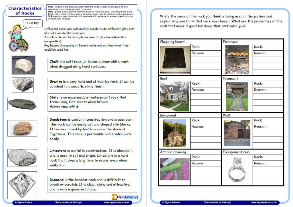 Characteristics of Rocks Worksheet for Year 3 Science - Teachwire