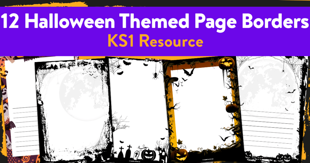 Printable Halloween Page Borders for Writing and Drawing – Lined and ...