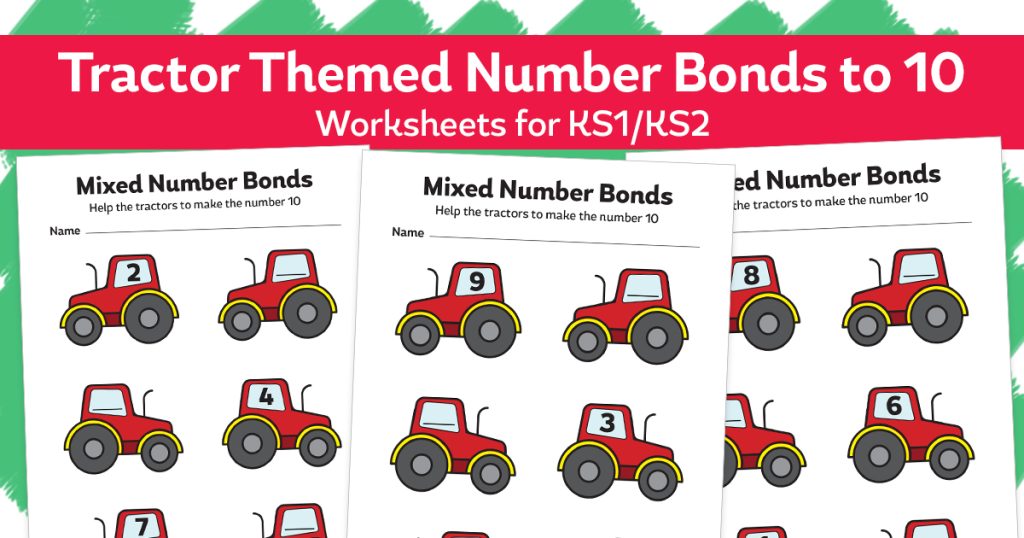 Mixed Number Bonds Worksheet With Tractor Theme For KS1 - Teachwire