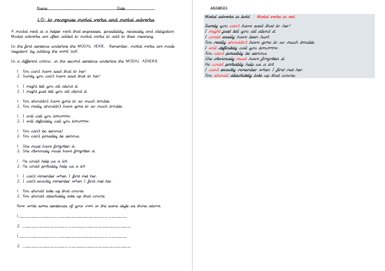 Modal verbs KS2 – Best examples, activities and resources - Teachwire
