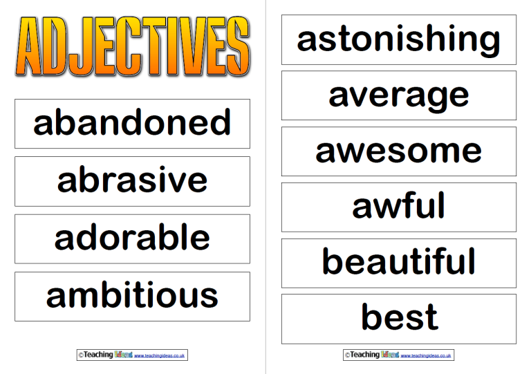 Adjectives – 15 of the best worksheets, games and resources for KS1 and ...