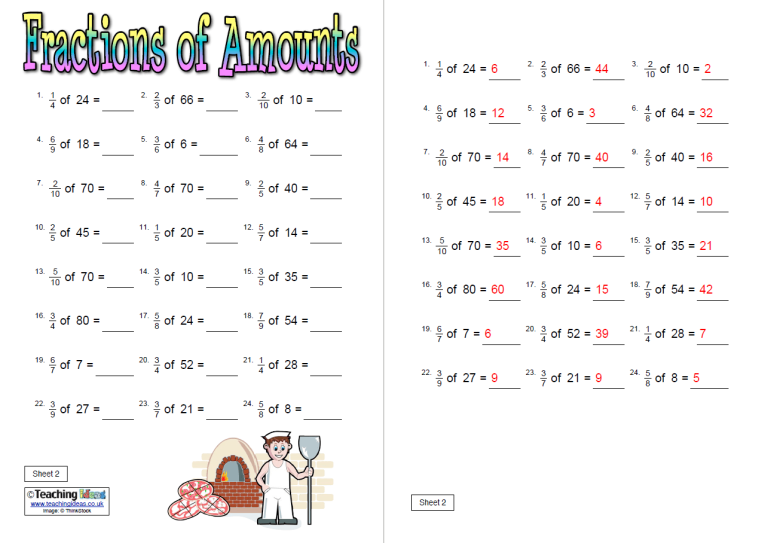 Best fraction of amounts worksheets for KS2 maths - Teachwire