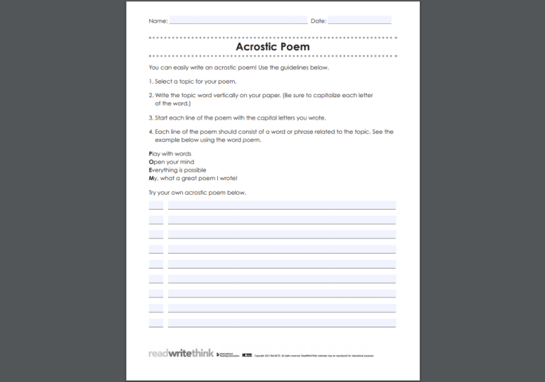 Acrostic poems – 8 of the best worksheets and resources for KS1/KS2 ...