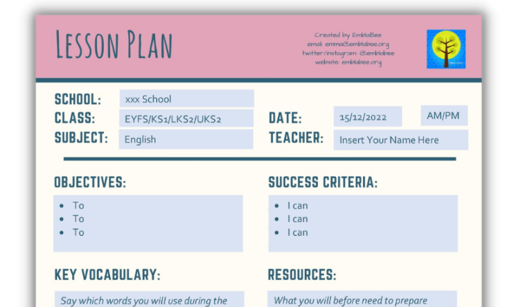 Lesson plan template downloads and advice for UK teachers - Teachwire
