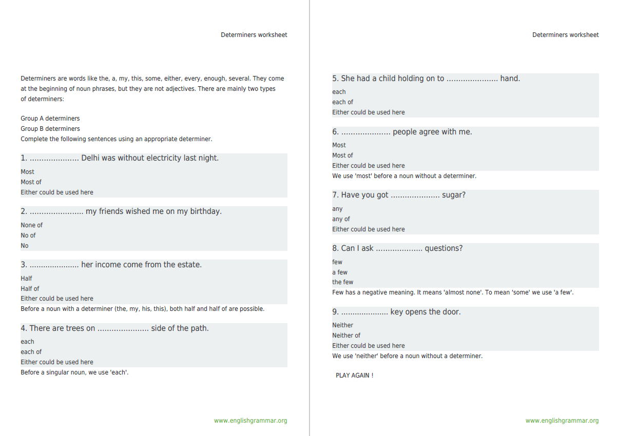 7 of the best determiners resources and worksheets for KS2 English ...