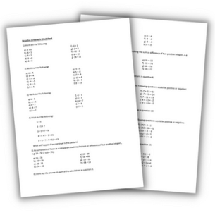 Negative numbers worksheet KS3 with answers - Teachwire