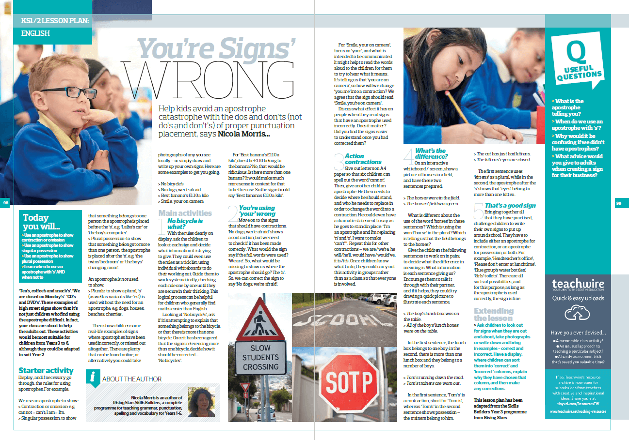 Apostrophes for contraction – KS1 & KS2 worksheets and ideas - Teachwire