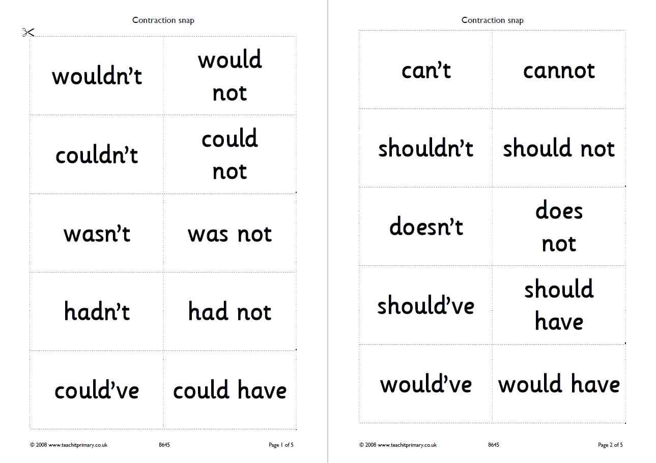 Apostrophes for contraction – KS1 & KS2 worksheets and ideas - Teachwire