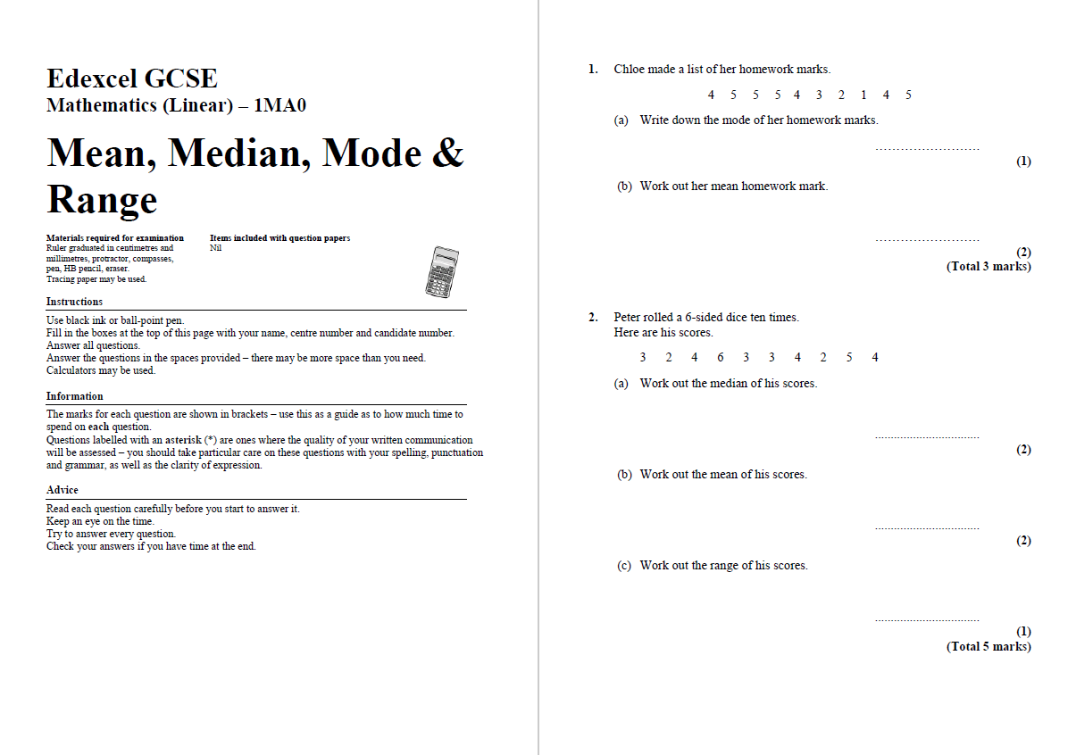 8 of the best mean, median and mode worksheets and resources for KS3 ...