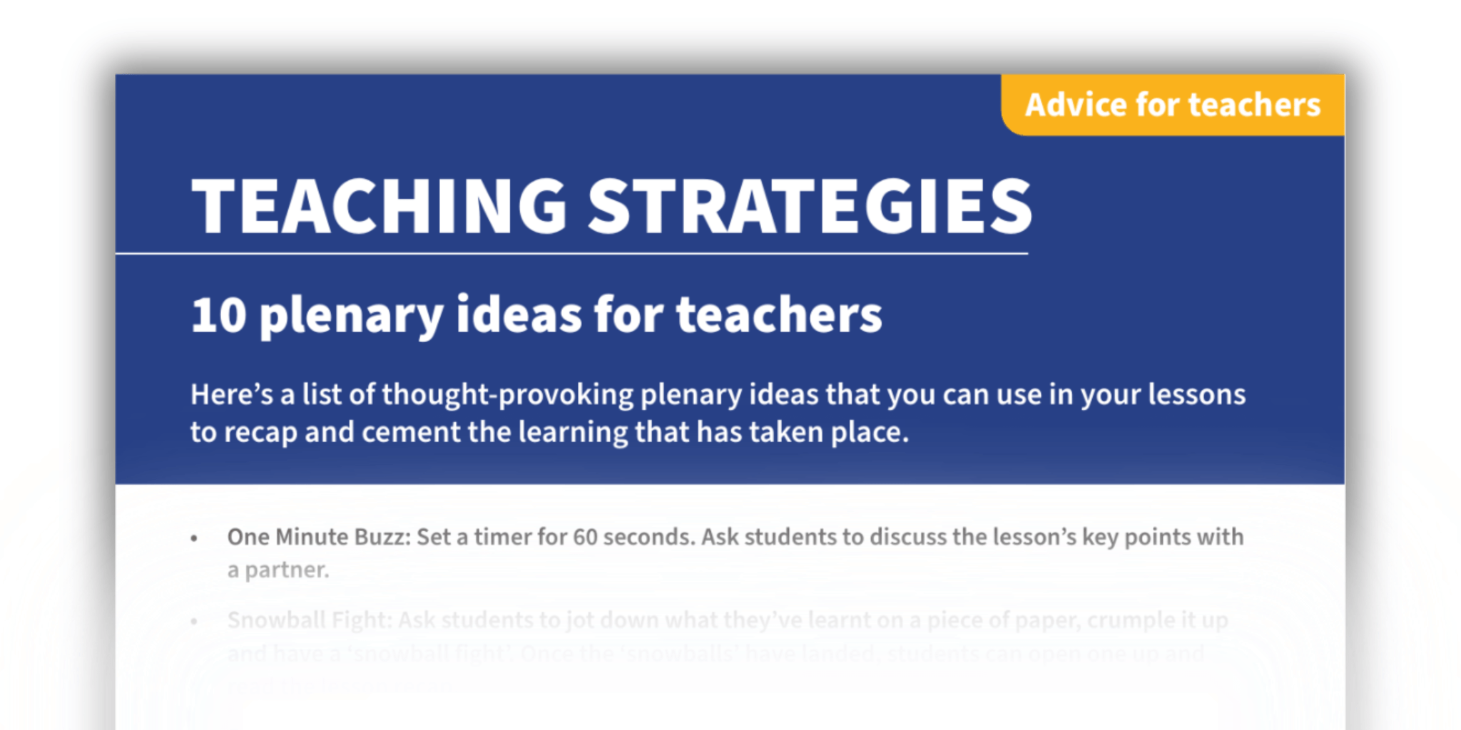 Plenary ideas – 10 ideas plus Tweet Sheet worksheet - Teachwire