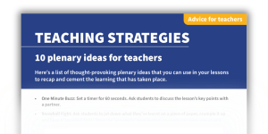 Plenary ideas – 10 ideas plus Tweet Sheet worksheet - Teachwire