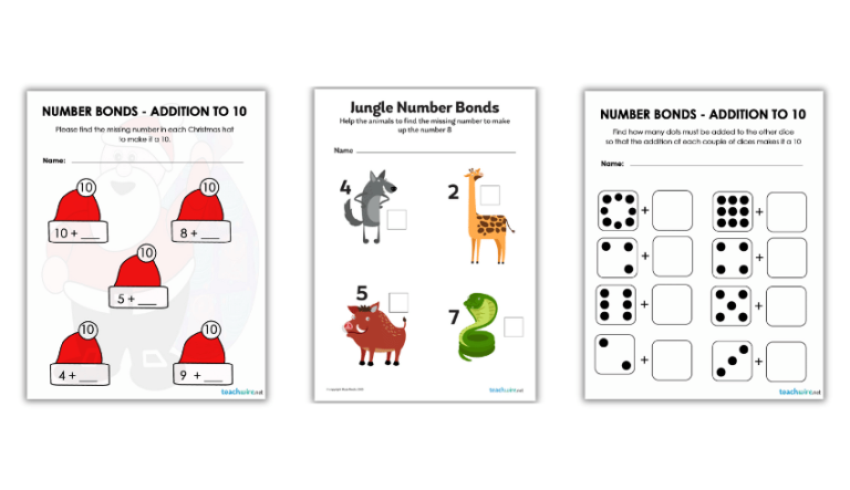 Number bonds to 10 worksheet – KS1 maths bumper pack - Teachwire