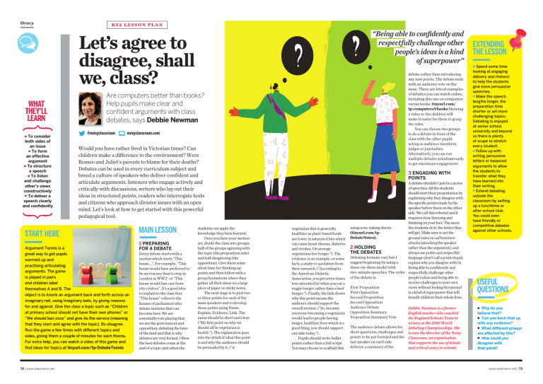Balanced argument KS2 – Best resources for primary debates - Teachwire