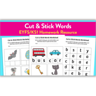 Cut and stick activities – Three-letter words for Early Years/KS1 ...