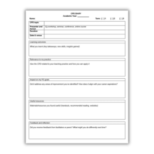 CPD diary – Free editable template for teachers - Teachwire
