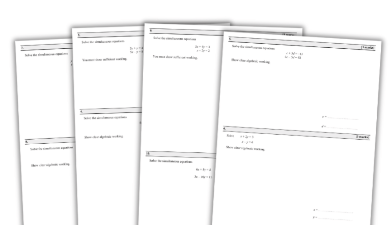 Simultaneous equations questions – Top KS3/4 worksheets & lessons ...