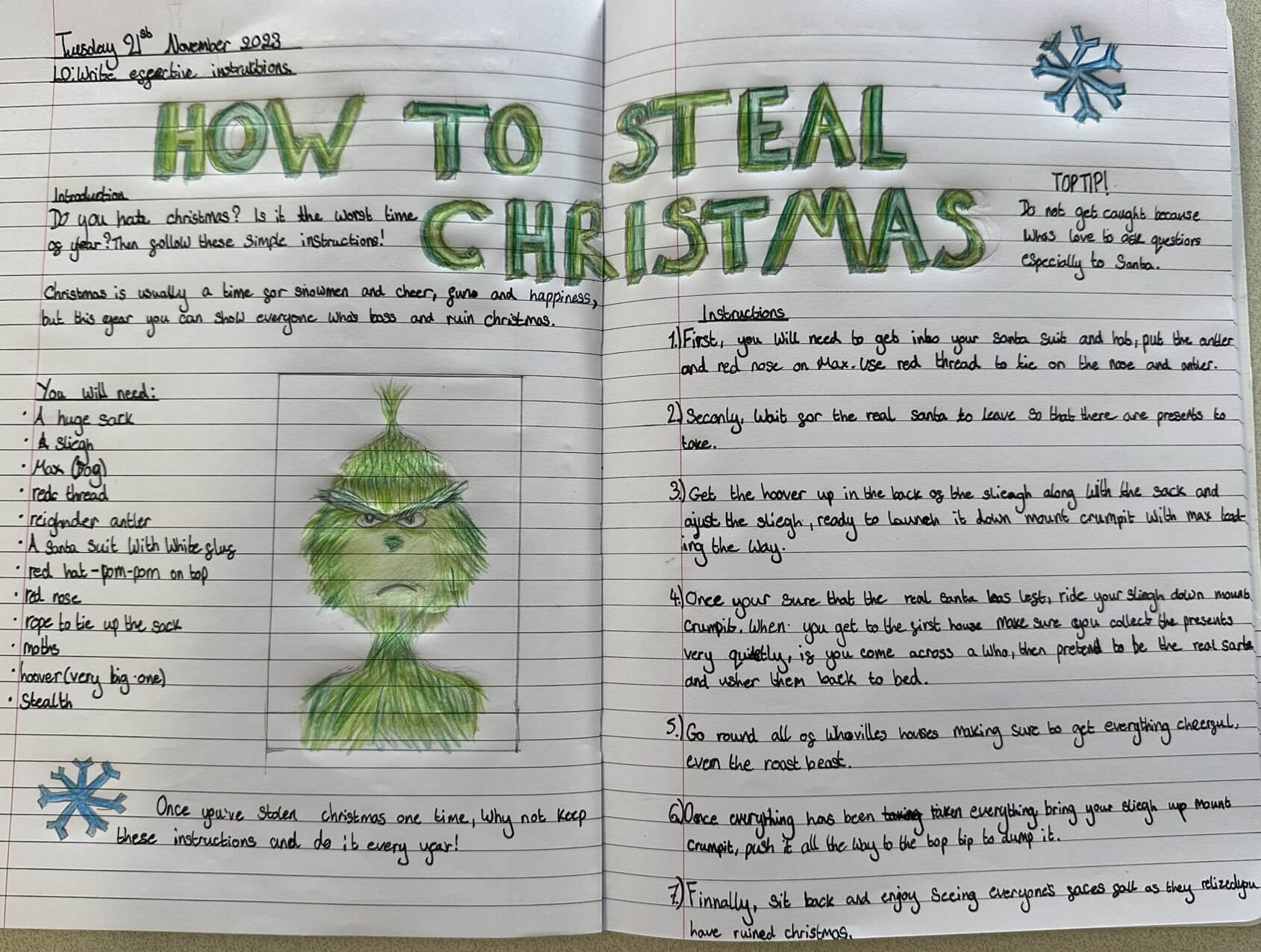 KS2 instruction writing – How to steal Christmas (Grinch planning) - Teachwire